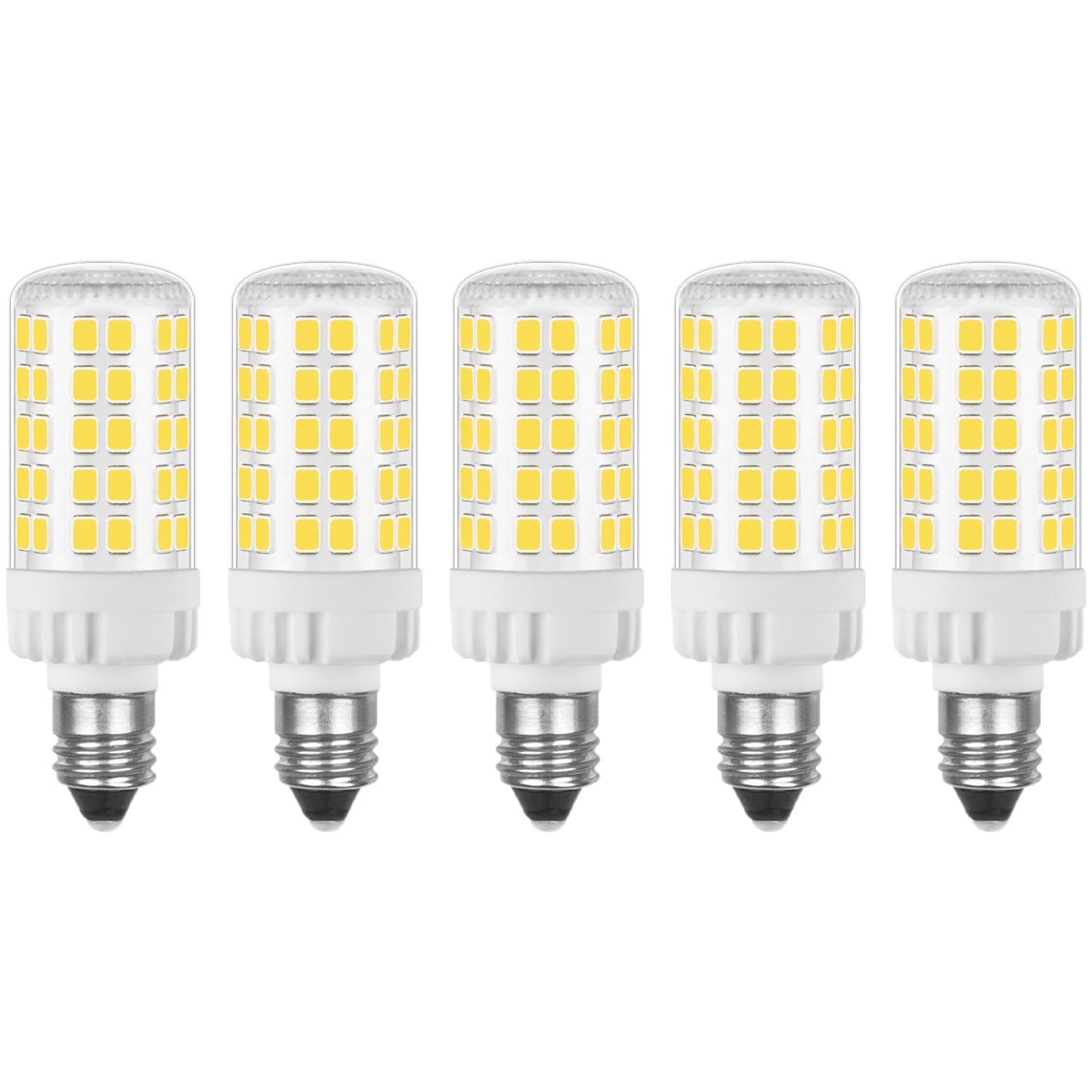 Maelsrlg E11 LED Bulb Dimmable, 50W Equivalent, Daylight 6000K, T4 Mini Candelabra LED Bulb, E11 Base, 5W 580 Lumen, 5-Pack