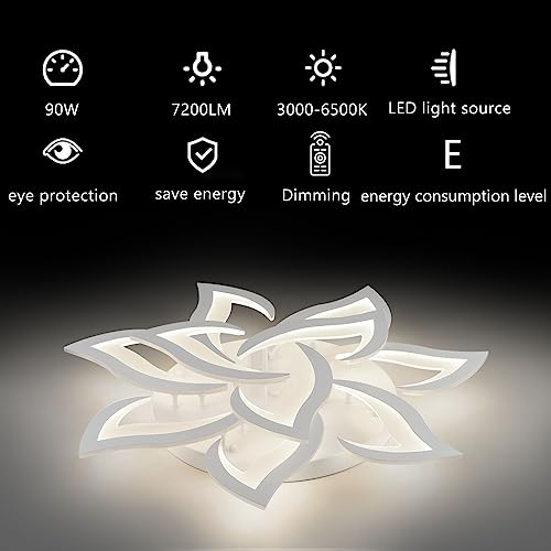 LED Ceiling Light Dimmable ,Modern Flower Ceiling Light with Remote Control, Chandelier for Ceiling Large Lamps, Acrylic Ceiling Lighting Fixtures for Living Room Bedroom 10 heads/Ø85cm/33.5in