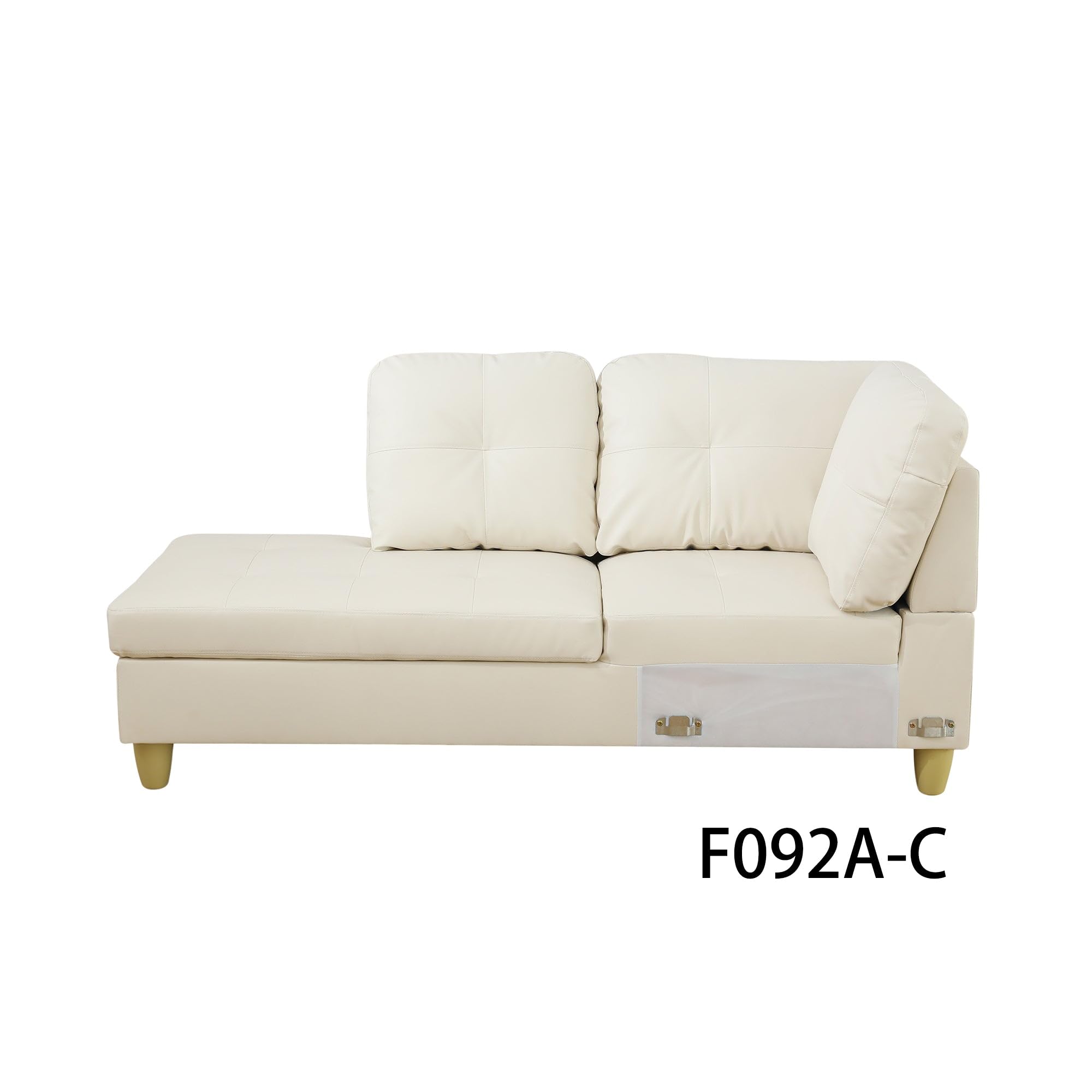 MODCART 103.5" L Shape Sectional Sofa with Right Chaise, Storage Ottoman, Faux Leather Living Room Couch Set w/Button Tufted Backrest, Modern 3-Piece Furniture for Home Office