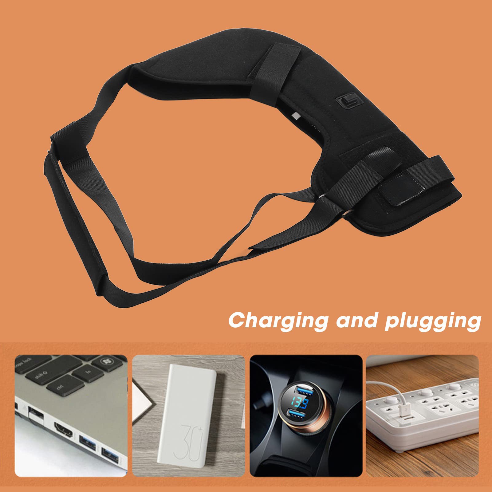 FILFEEL Shoulder Sling, Electric Heated Arm Sling With 3rd Gear Temperature, Immobilizer Band Arm Sling, Shoulder Immobilizer Brace for Upper Injuries Fractures (l)