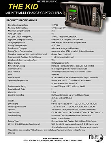 MidNite Solar MNKID-B MPPT Charge Controller 30A in Black