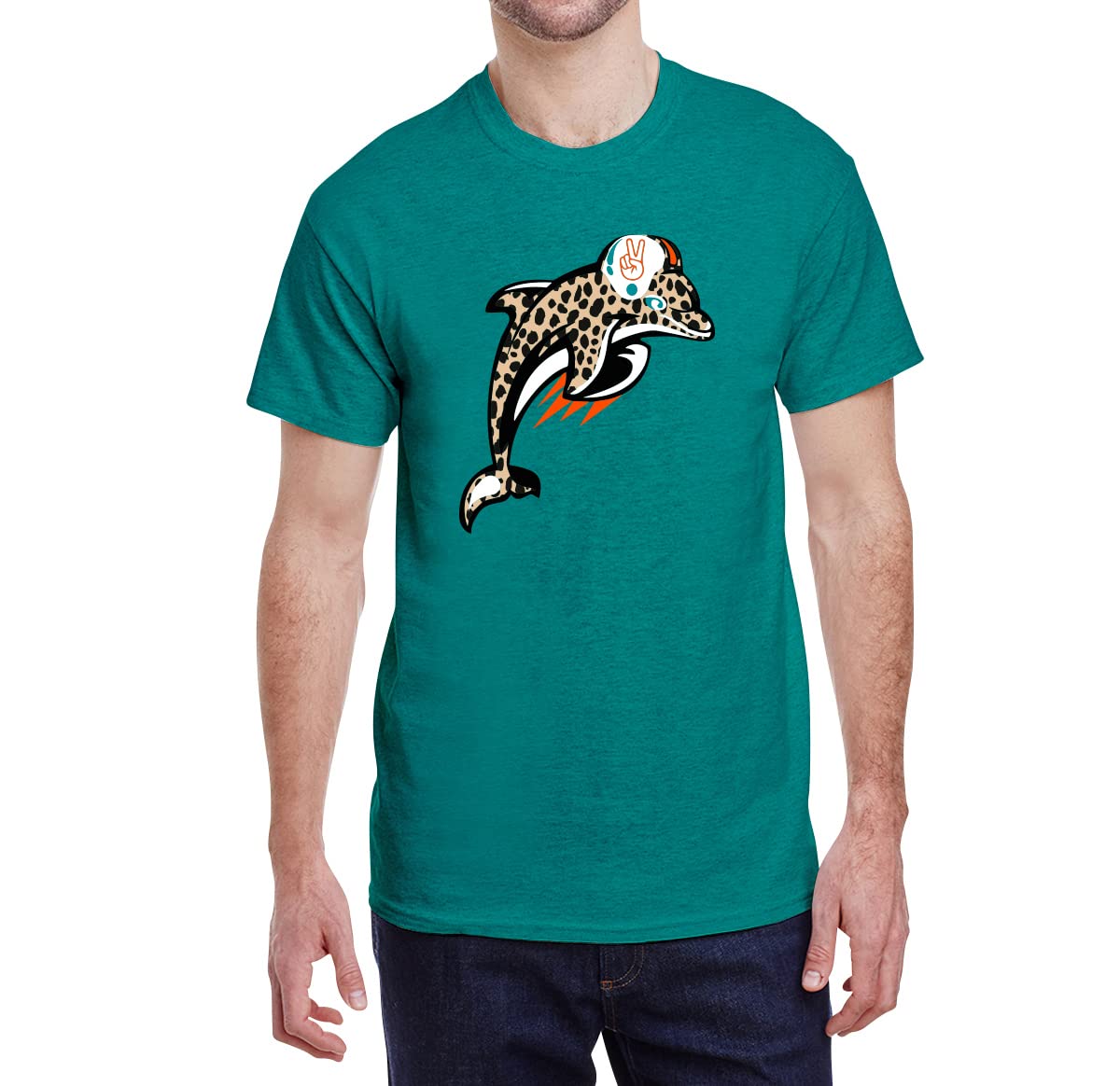 Green Dolphins Hill Cheetah Print Logo T-Shirt Adult