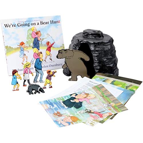Constructive Playthings 16 pc. Set Including Storage Bag "We're Going On a Bear Hunt" Story Telling Set Including 6" H. x 5" W. Bear and Hardcover Storybook for Ages 3 Year and Up