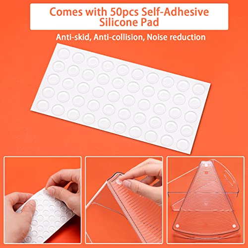 Lazy Susan Organizer 10.2"x 9.4"x4" for 26" Diameter Corner Lazy Susan Cabinet, Set of 8 Plastic Clear Lazy Susan Bins, 1/8 Wedge 4" Deep Kitchen Corner Storage Bin