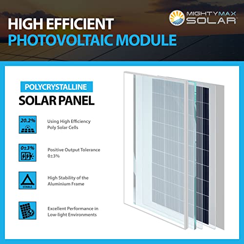 Mighty Max Battery 100 Watt 12 Volt Polycrystalline Solar Panel - 2 Pack