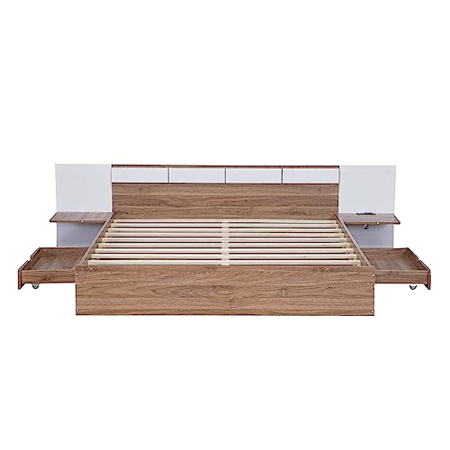 Lifeand Full Size Low Loft Bed with Ladder and Slide,White
