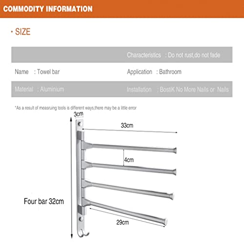 GIUIN Towel Rack Multi Arms Hanging Hooks Bathroom Movable Bars Accessories Rack Shelf