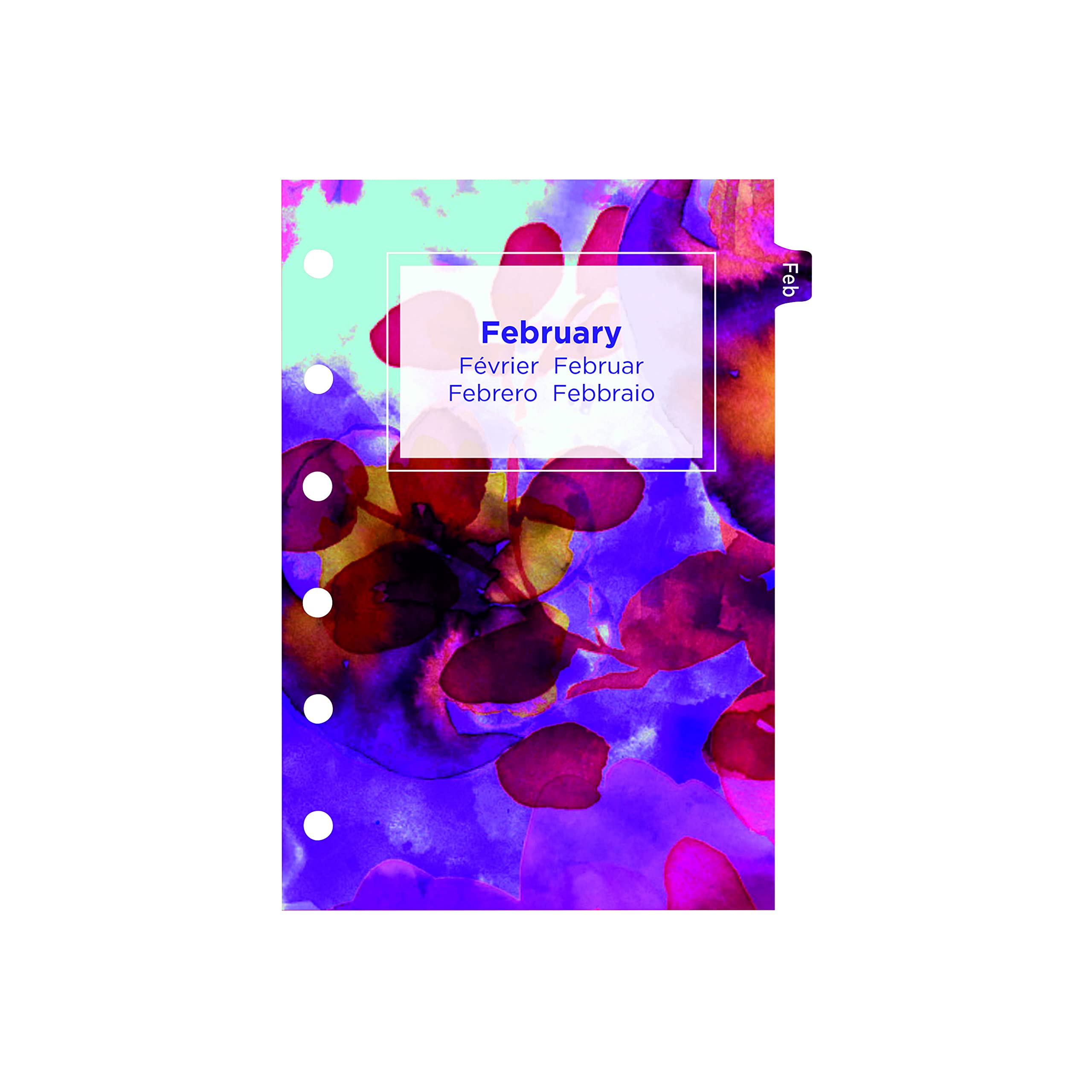 Filofax Refill, Pocket Size, Week-to-View, Illustrated Floral Diary Pack with Four-Color Print Design, Multilingual: Five Languages, 2022 (C6321-22)