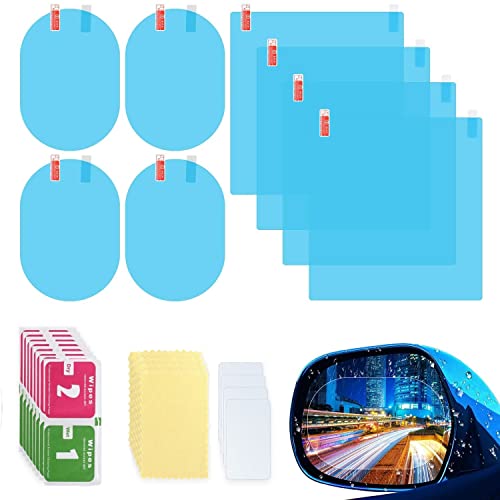 LELTLIMH Car Rearview Mirror Film Rainproof Waterproof Mirror Film Anti Fog HD Clear Nano Coating Car Film for Car Mirrors and Side Windows, Various Shapes Mirror Stickers (8P)