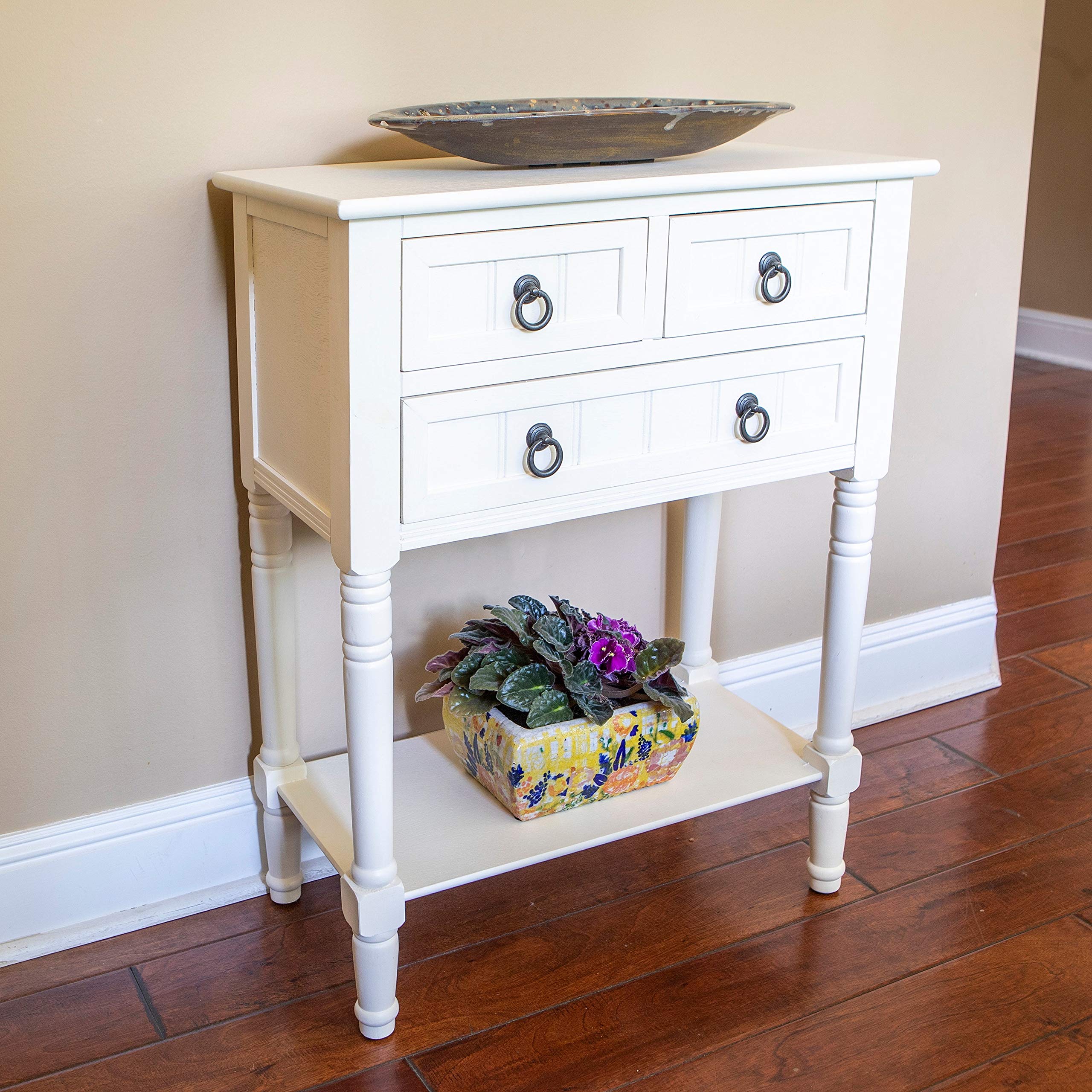 Decor Therapy Westerman Three Drawer Storage Console Table, Black