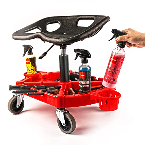 Maxshine Detailing Stool β Heavy Duty Car Detailing Chair, Adjustable Height, Multifunctional Holders, Ergonomic Seat, Maximizing Your Mobility and Convenience for Storing Car Cleaners and Tools