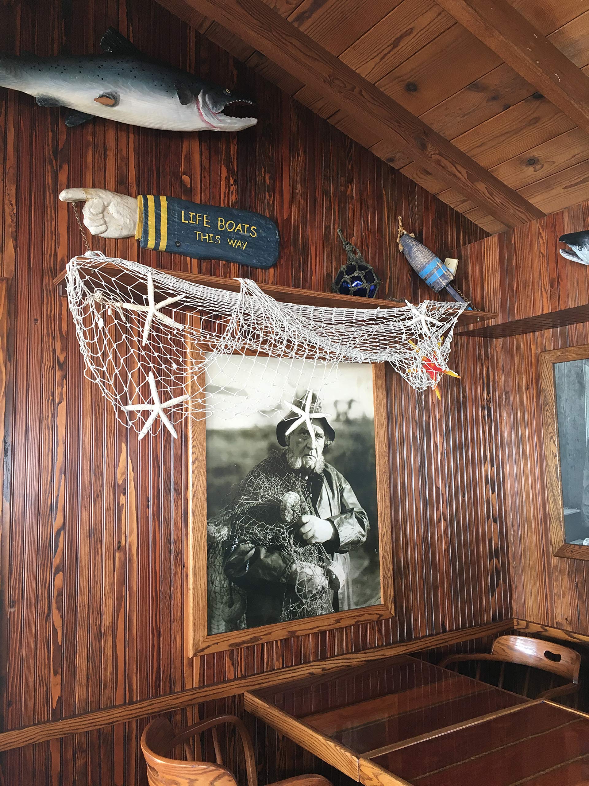 GIFTEXPRESS 2pc Cotton Natural Fish Net Decoration for Hawaiian Party, Pirate Party, Mediterranean, Fishman, Nautical, Mermaid, Fishnet and Beach Party Accessories Décor,
