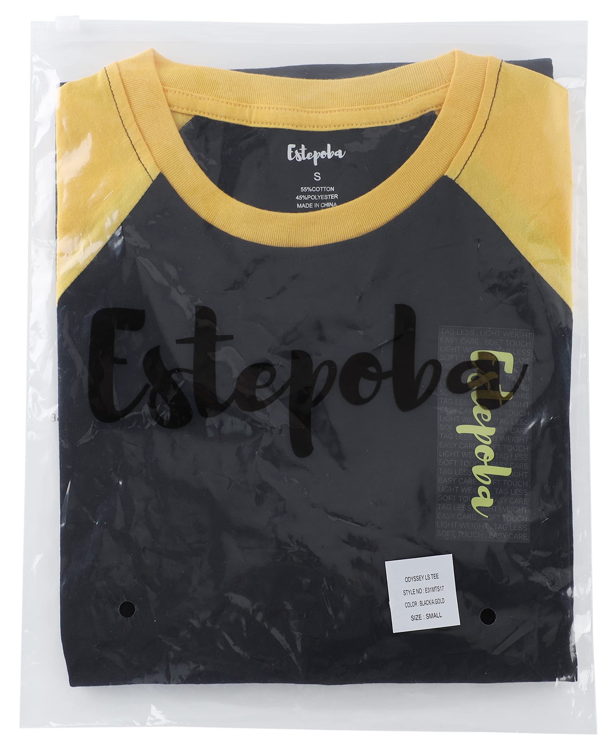Estepoba Men's Slim Fit Long Raglan Sleeve Active Workout Running Hiking Baseball Tee Shirts H.Oatmeal/H.Gray M