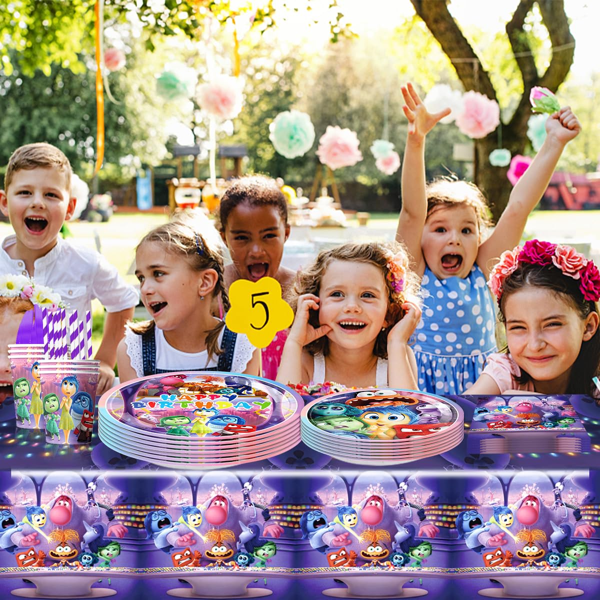 MC TTL Inside Out 2Table Cloth 70 x 42 Inch for Baby Shower Birthday Party Decoration Supplie