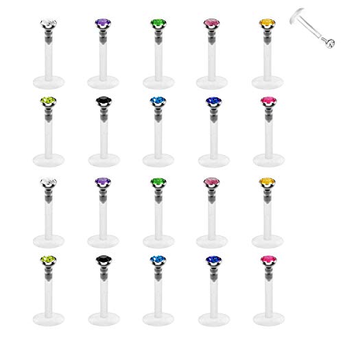 D.Bella Clear Labret Retainer, Acrylic Plastic Labret Lip Ring/Tragus/Helix/Cartilage Earring Stud Barbell for Piercing Body Jewelry Substitutes
