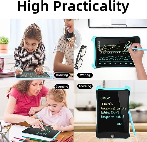LCD Writing Tablet, 8.5 Inch Colorful Doodle Board Electronic Doodle Pad, Drawing Board Drawing Tablets for Kids, Educational Toys Birthday Gifts for Girls Boys Age 3-8 (Blue)