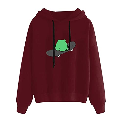 Hoodies For Women Pullover Graphic Crew Neck Hoodies Tops Pullovers Sweatshirt Plus Size Pullovers Hoodies Outdoor Hoodies Wine