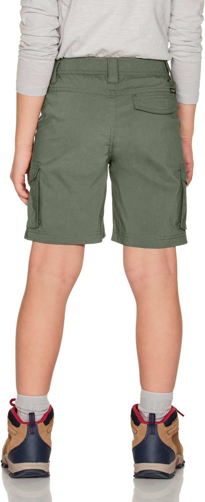 CQR Kids Youth Pull on Cargo Shorts, Outdoor Camping Hiking Shorts, Lightweight Elastic Waist Athletic Short with Pockets, Driflex Shorts Olive, Large