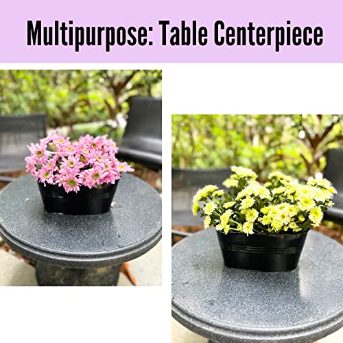 LaLaGreen Outdoor Rail Planter - 6 Pack, 11.2 Inch Black Metal Iron Hanging Flower Pots Deck Railings Fence Buckets Modern Countryside Boho Style Wall Mount Window Box Plant Holder Hooks Porch Decor