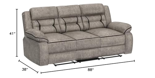 Roundhill Furniture Elkton Manual Motion Recliner with Storage Console, Sofa, Taupe