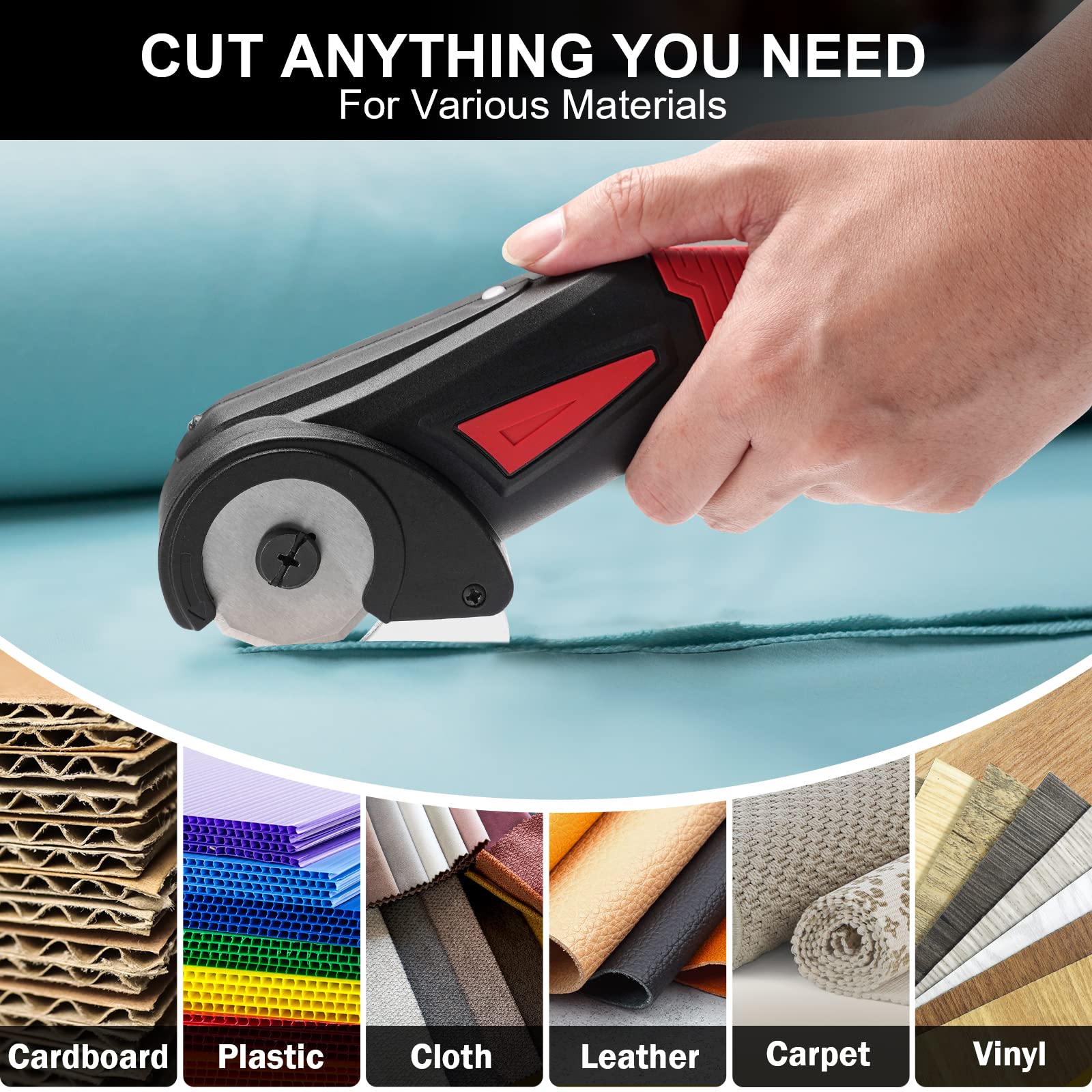 Cordless Electric Scissors Cutter Tool - Rotary Multi-Cutting Power Tools Rechargeable with Safety Lock Sharp Blade for Box Fabric Cardboard Carpet Cloth, Gifts for Men Women Crafter Tailor Household