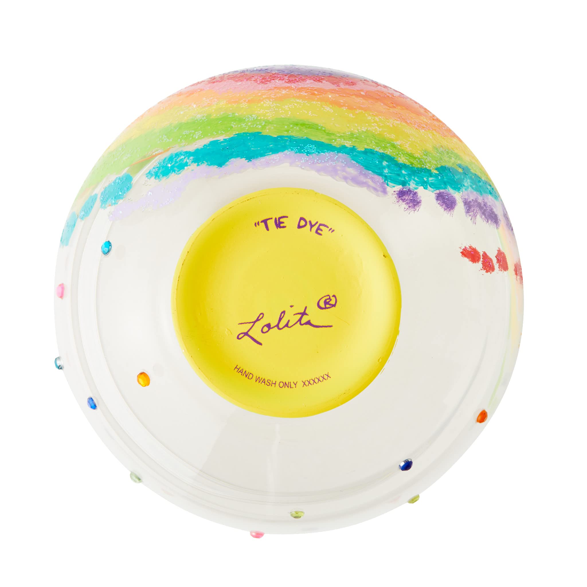 Enesco Designs by Lolita Tie Dye Hand-Painted Artisan Stemless Wine Glass, 20 Ounce, Multicolor