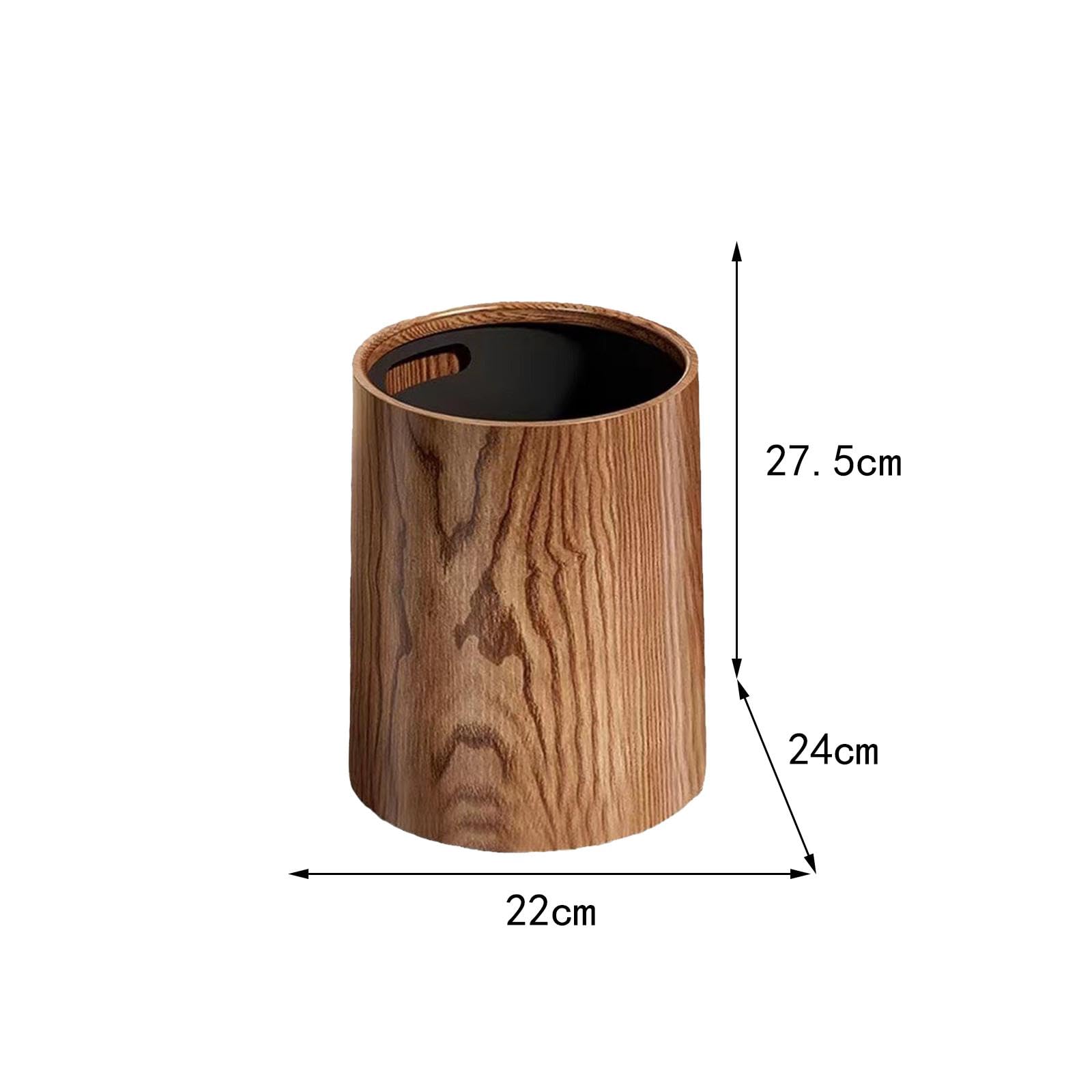 ＫＬＫＣＭＳ Wood Grain Trash Can Garbage Bin Large Capacity Fashion Waste Basket Toilet Paper Basket for Bedroom Bathroom Laundry Kitchen, 12L