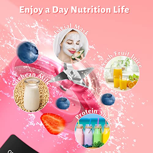 FlyBanboo Portable Blender,Personal Blender for Shakes&Smoothies,Blenders with Rechargeable USB,380Ml Traveling Fruit Veggie Juicer Cup With 6 Blades,2023 Portable Blender Pink