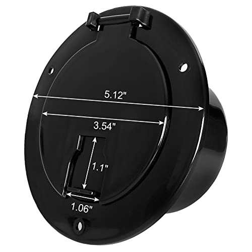 RV 5 Inch Round Electric Cable Hatch for 30 and 50 Amp Cords, RV Power Cord Cable Hatch Cover Compatible with Coleman Jayco Pop-Up Camper Travel Tent Trailer Motorhome (Black)