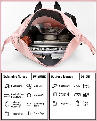 Maytopia Gym Sports Backpack for Women Men with Shoe Compartment & Wet Pocket Water Resistant Small Workout bag (PINK)