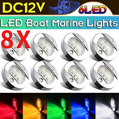 ikasus Round Trailer LED Marker Clearance Tail Lights,12V/24V Waterproof Led Trailer Light,Green 6 LED Stop Turn Tail License Brake Running Light Lamp for Trailers Boat Trailer Truck Marine Camper RV