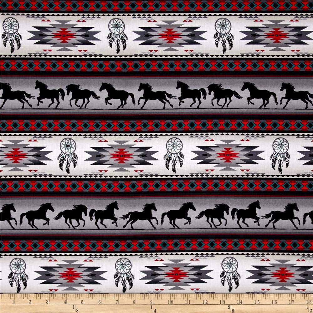 Tucson Horse Stripe Gray, Fabric by the Yard