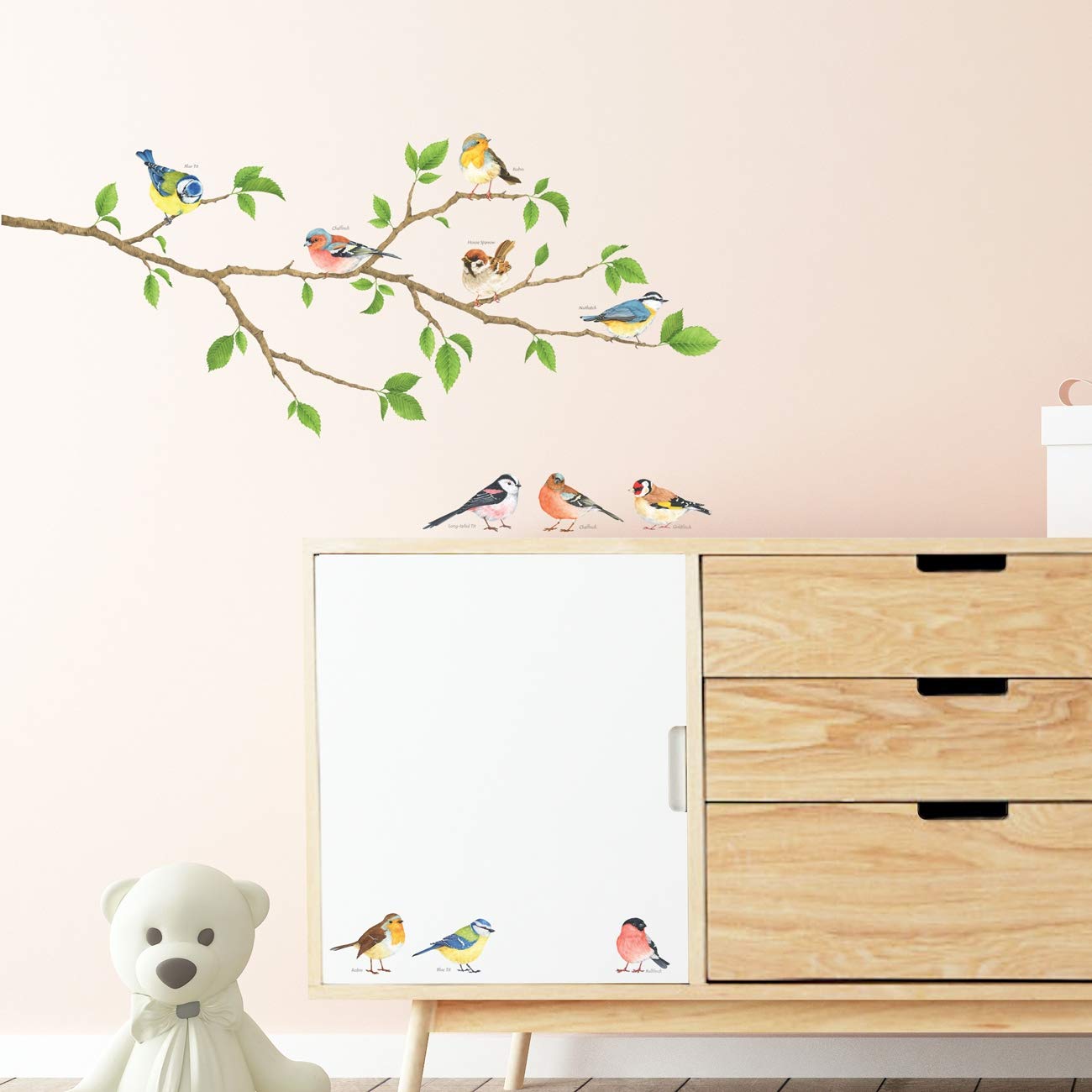 DECOWALL DS-8036 Garden Birds Kids Wall Stickers Wall Decals Peel and Stick Removable Wall Stickers for Kids Nursery Bedroom Living Room (Small) d?cor