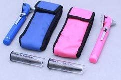 Tufail PRO Physician 2.5V Halogen Light FIBEROPTIC Otoscope DIAGNOST Set Blue & Pink