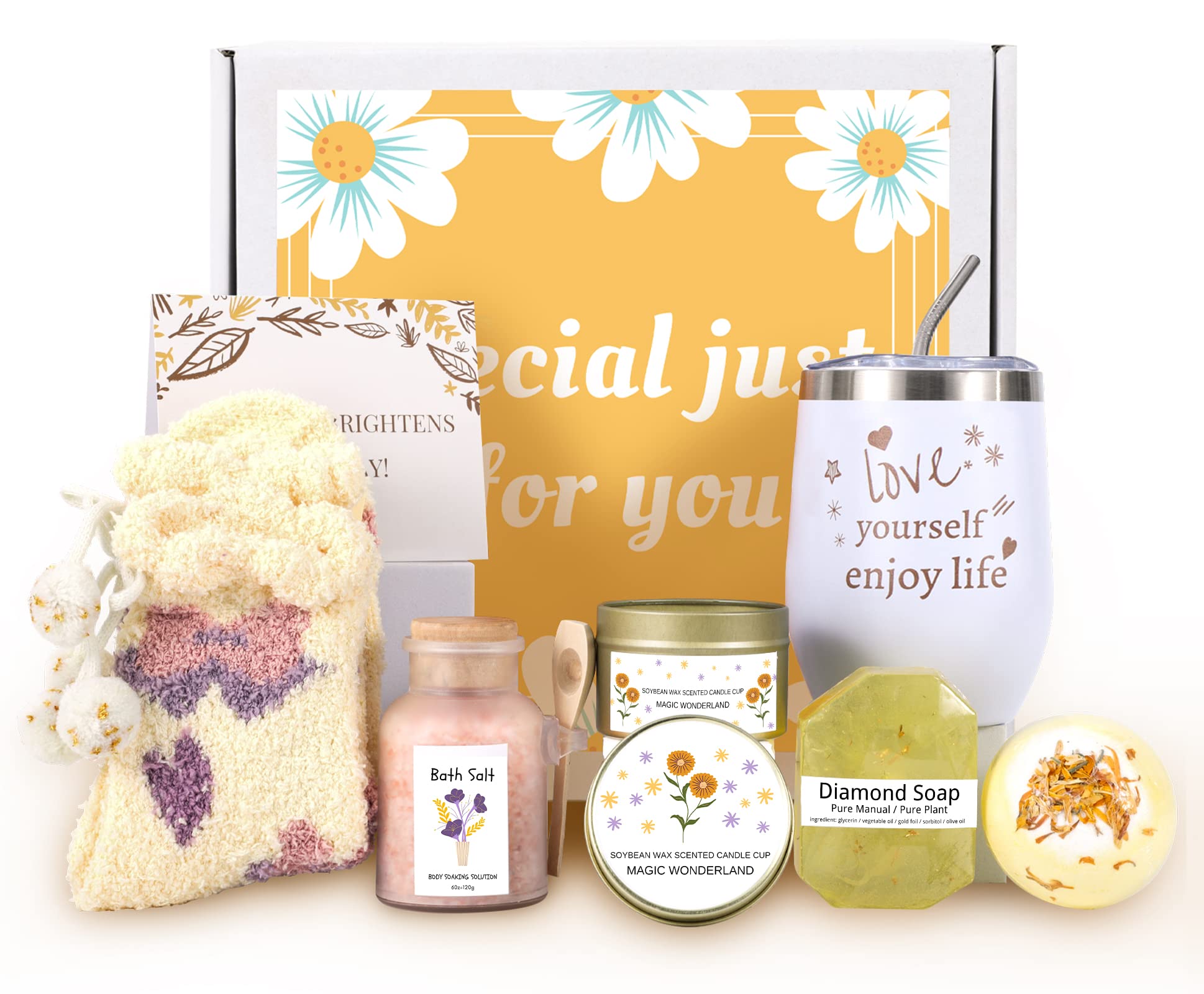 Gifts for Women, Birthday Gifts for Women, Unique Gift Ideas for Mom from Daughter, Gifts for Friends Female, 30th 40th 50th Happy Birthday Gift Basket for Women, Thank You Gift for Women (Yellow)