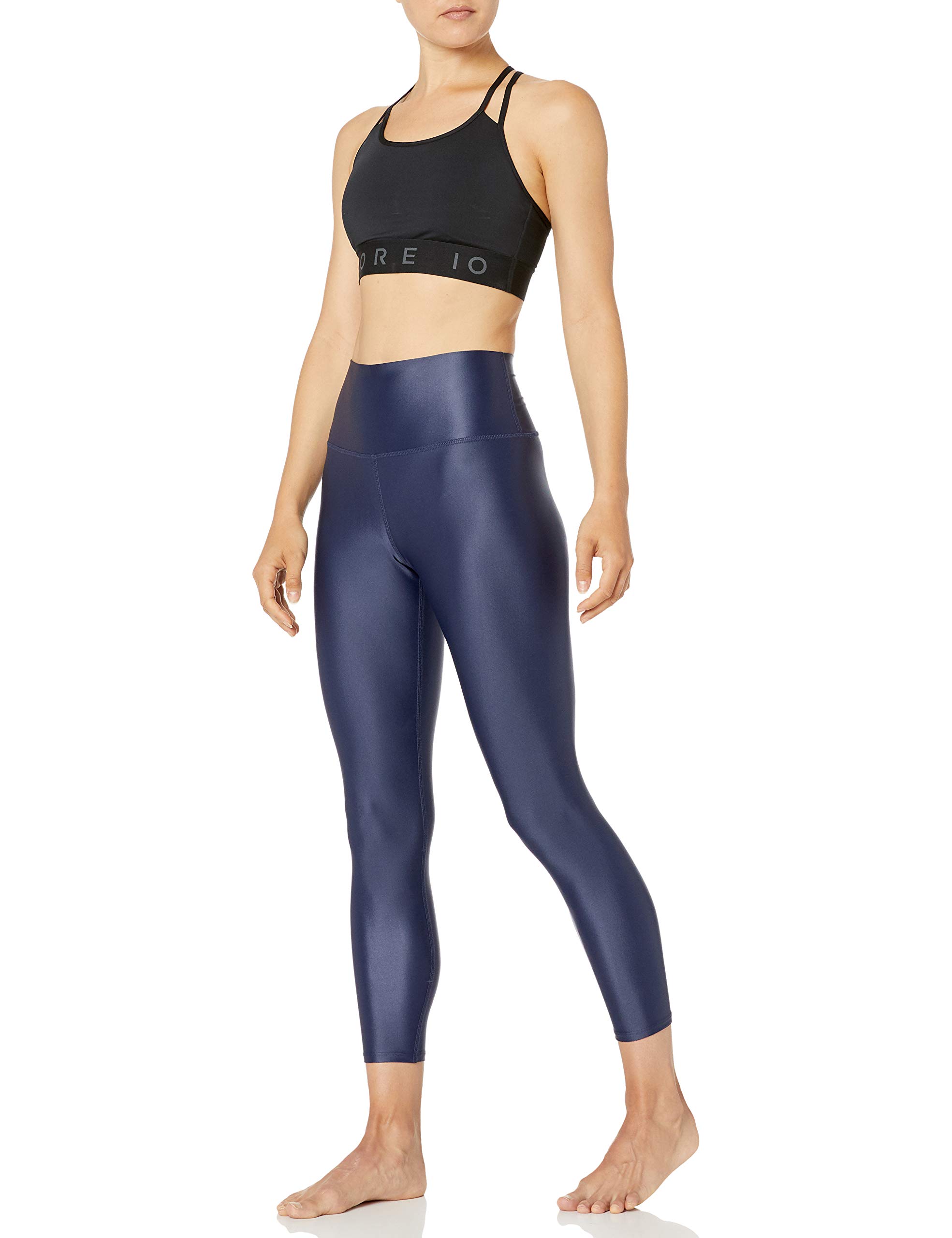 Core 10 Women's Plus Size Icon Series Liquid High Waist Yoga 7/8 Crop Legging, Shine Navy, 1X