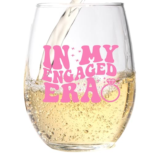 Glassicle In My Engaged Era Wine Glass - 15 Oz, Scratch-Resistant Engagement Wine Glass - Bachelorette or Engagement Gifts for Her - Unique Bridal Shower Gift for Wine Lovers - Printed in the USA