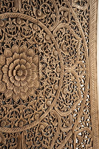 Queen Wood Carved Mandala Headbaord