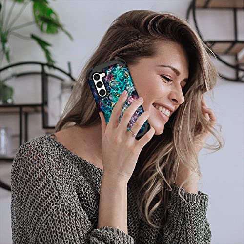 Hocase for Galaxy S23 Plus Case, Shockproof Heavy Duty Protection Soft Silicone Rubber Bumper+Hard Plastic Hybrid Protective Case for Samsung Galaxy S23 Plus (6.6") 2023 - Mandala in Galaxy