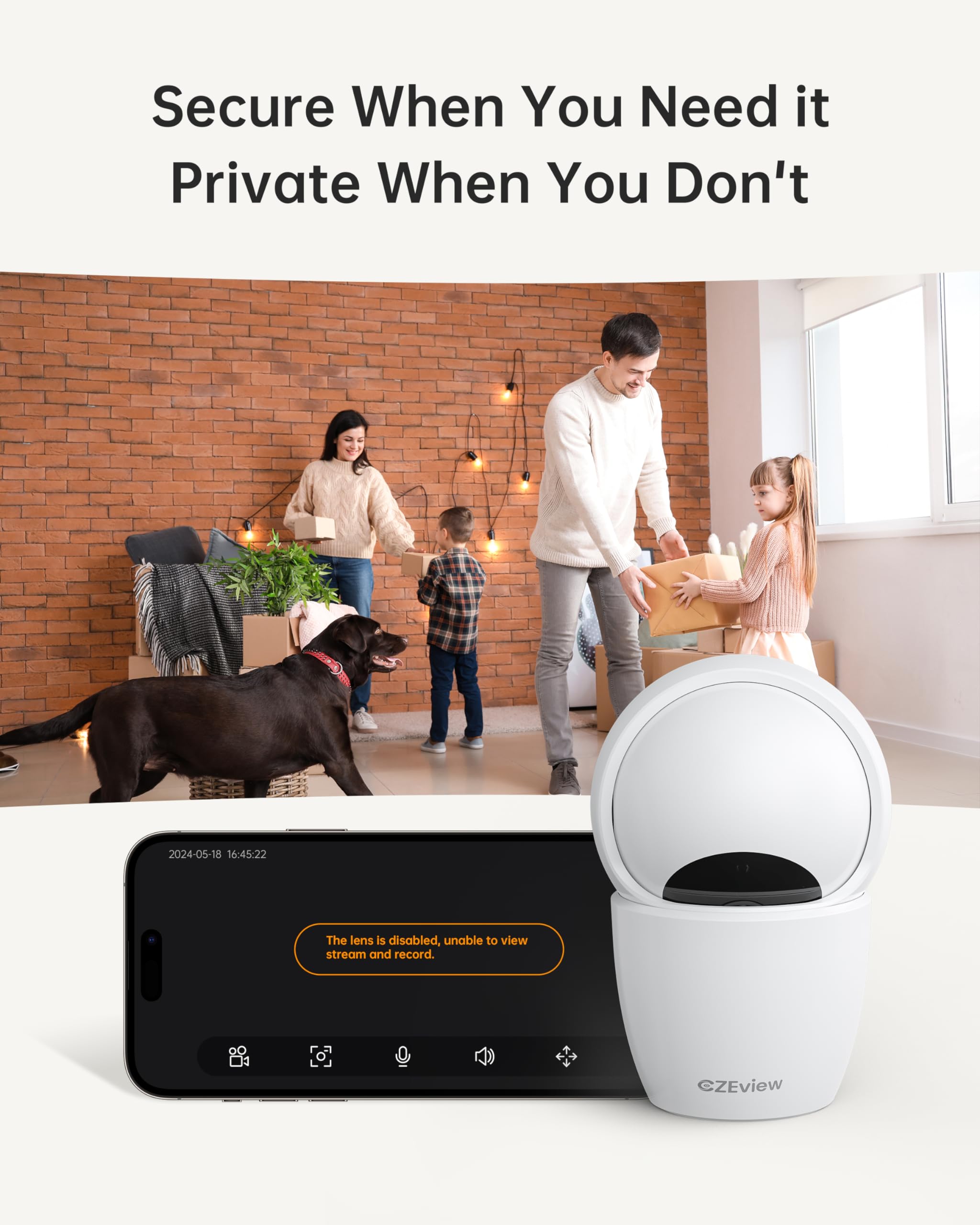 CZEview 3K 5MP Security Camera Indoor, 2.4/5Ghz WiFi Pet Camera Baby Monitor with Phone App, Remote Pan Tilt Zoom, Night Vision, Motion Detection, Auto Tracking, Two Way Talk, Works with Alexa