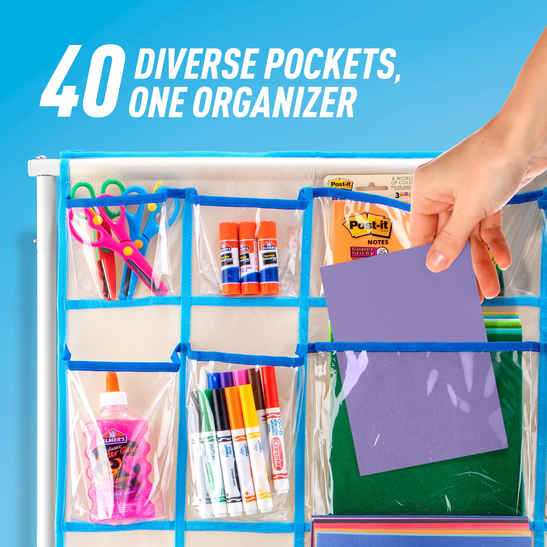 Craft Rolling Cart with Wheels - 40 Storage Pockets - Portable Organizer for Arts & Craft Supplies