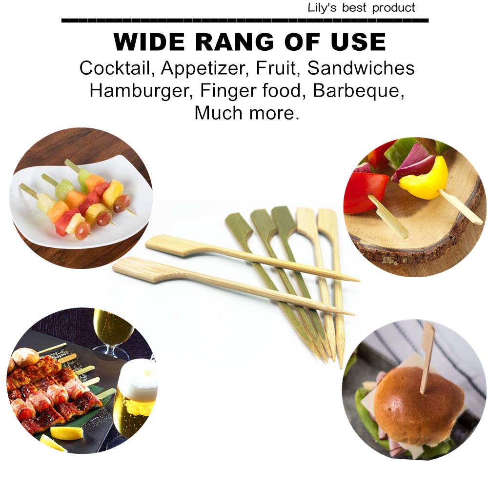 HOPELF 4.7 inch Bamboo Paddle Picks Skewers for Cocktail,Appetizers,Fruit Kabobs,Sandwich,Barbeque Snacks.Wood pick More Size Choices 3.5''/ 4.7''/ 7''/ 10'' (Pack of 100)