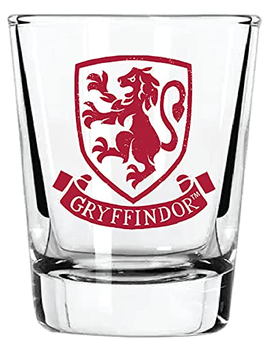 Harry Potter Shot Glass Set - 2 oz. Capacity - Set of 4 Glasses - Gryffindor, Slytherin, Hufflepuff, Ravenclaw