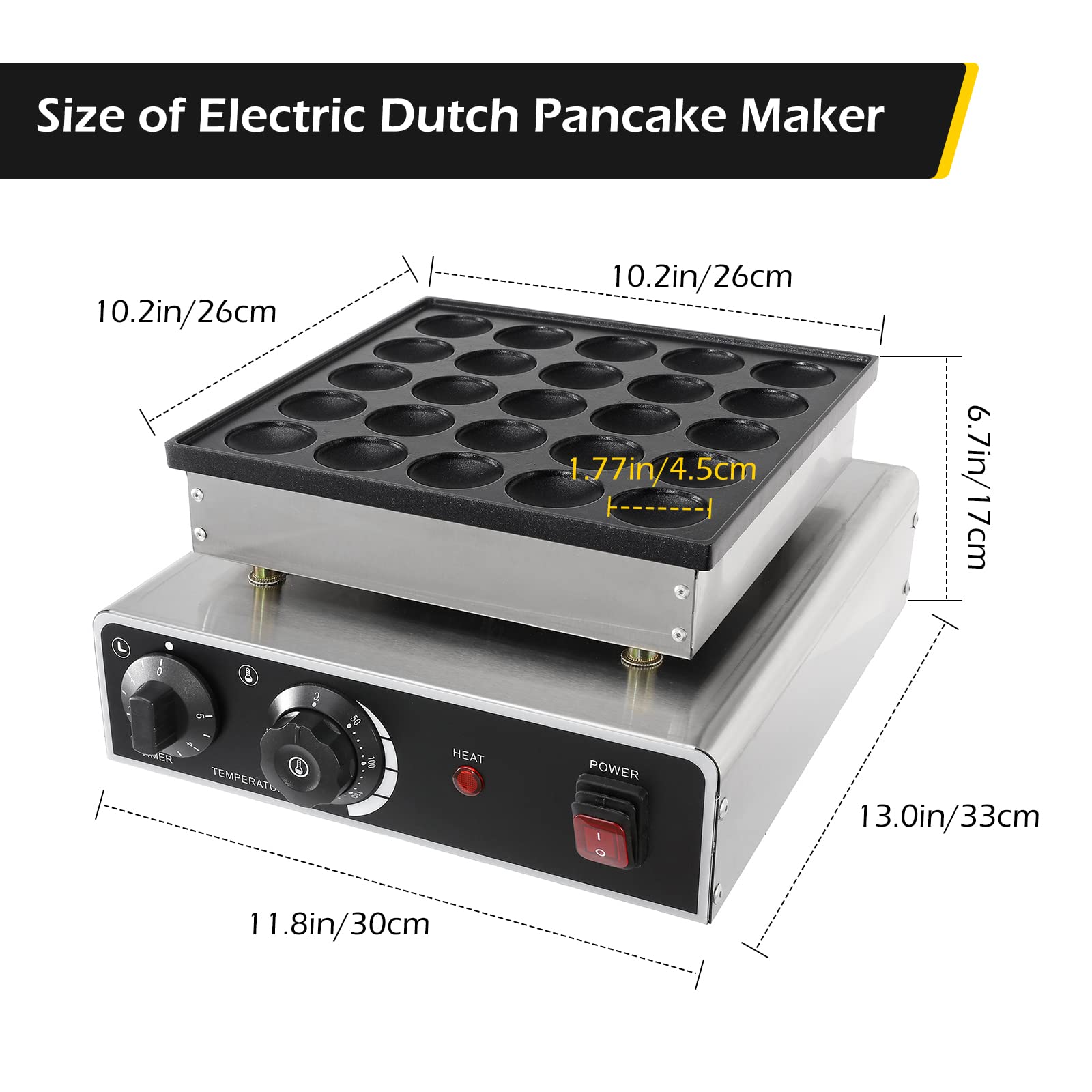 Dyna-Living Mini Dutch Pancake Maker 25PCS Commercial Mini Pancake Maker Non-stick Dorayaki Maker Electric Dutch Pancake Baker 950W Mini Pancake Dutch Machine for Home Kitchen