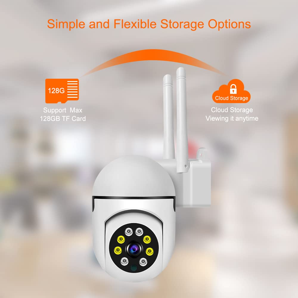 Home Security Camera WiFi 2.4G / 5G Motion Activated Color Night Vision PTZ Wide Angle Surveillance Multi-User P2P Remote Access CCTV Card or Cloud Storage Wired Indoor