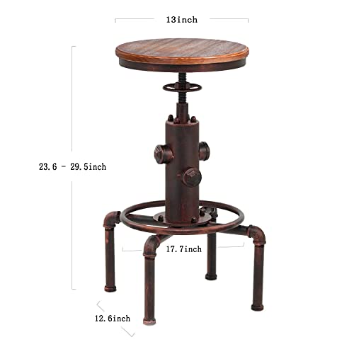 Topower American Antique Vintage Industrial bar Stool and Table Set Cafe Coffee Industrial Bar Bistro Set of 2