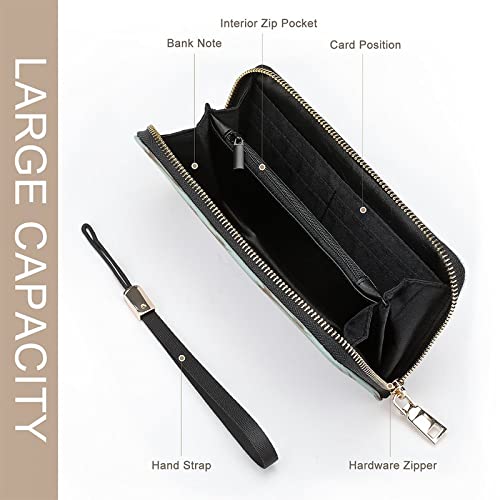 FunnyStar Donkey Women's Long RFID Hand Wallet Wristlet Clutch Purse PU Leather Handbag with Wrist Strap