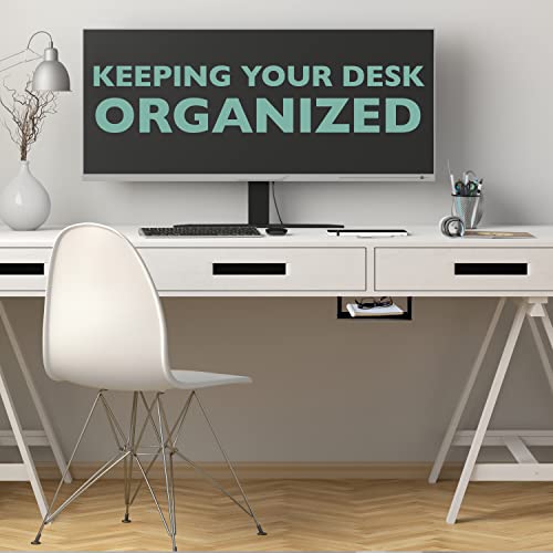 Ilyapa CPU Under Desk Shelf, Black Under Desk PC Mount, Steel Computer Under Desk Mount, Under Desk Storage Shelf for Home, Office, Desks - 2.75 x 6.75 x 8