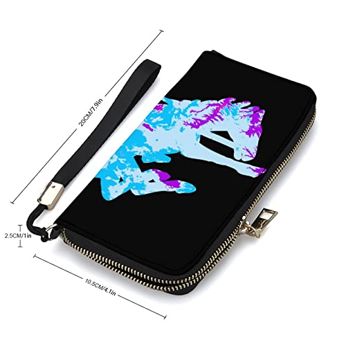 FunnyStar Wyoming Logo Women's Long RFID Hand Wallet Wristlet Clutch Purse PU Leather Handbag with Wrist Strap