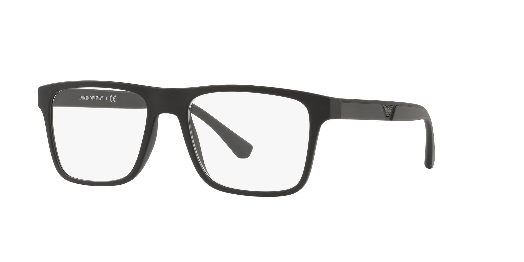 Emporio Armani Men's EA4115 Prescription Eyewear Frames with Two Interchangeable Sun Clip-Ons Rectangular, Matte Black/Clear/Black/Gradient Brown, 54 mm